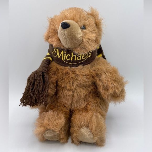 Michael’S | Toys | Vtgmichaels Crafts Teddy Bear Plush Brown Scarf ...